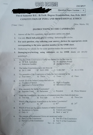 1st sem - SEE QP - 2023-1 - VTU question paper for BICOK107 - Indian ...