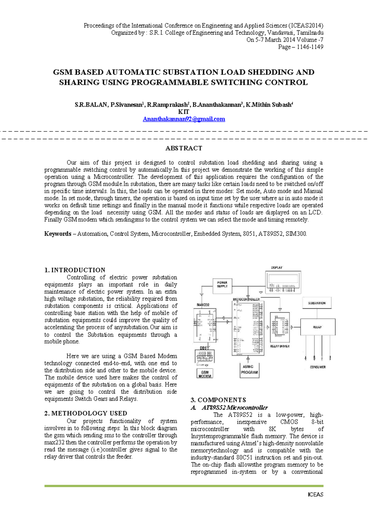 GSM Based Automatic Substation Load Shedding Control - ICEAS2014 - Studocu