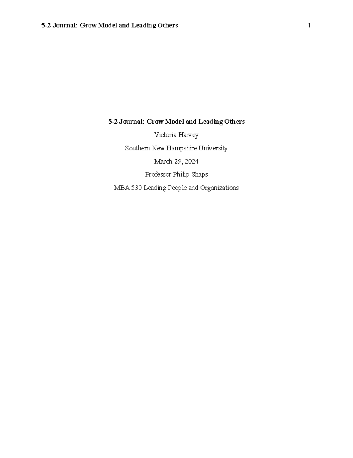 MBA 530 Reflection: GROW Model in Leading Teams Effectively - Studocu