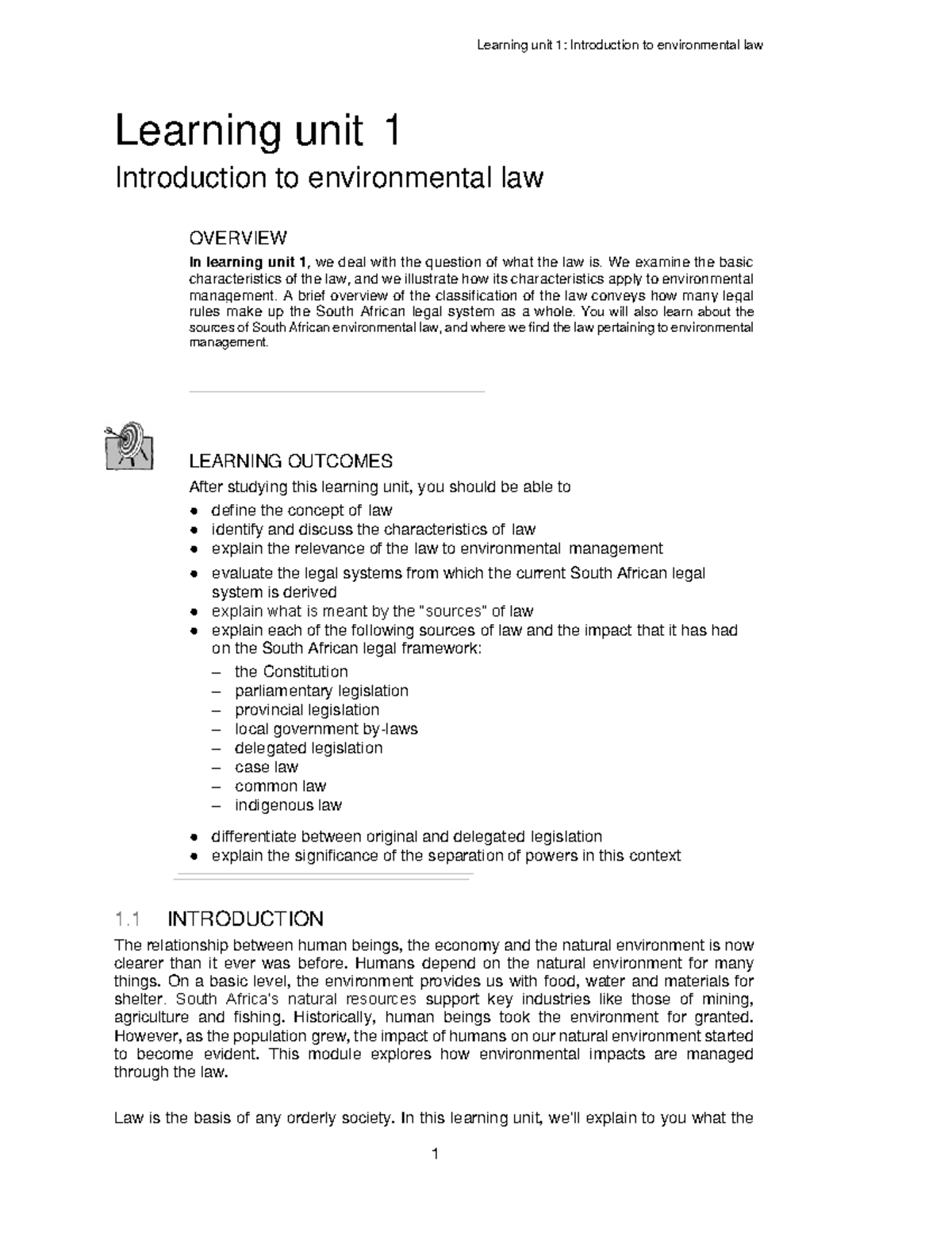 LEG2601 - Chapter 1: Introduction to Environmental Law Notes - Studocu