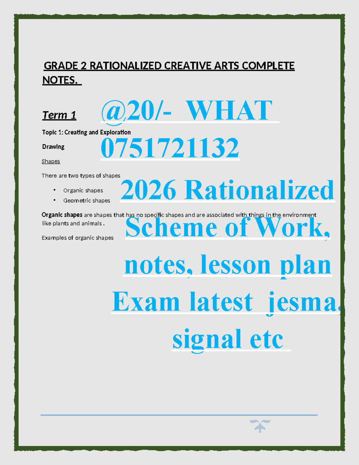 2026 GR 2 Creative Arts Complete Notes: Term 1 Overview - Studocu