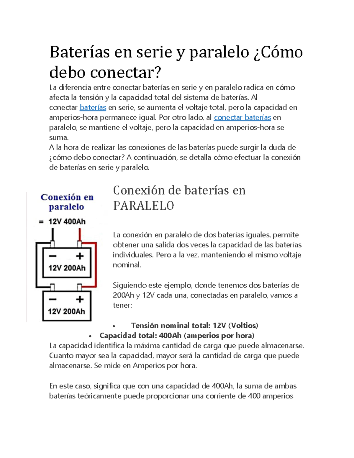 Conexión de Baterías en Serie y Paralelo: Diferencias y Ventajas - Studocu