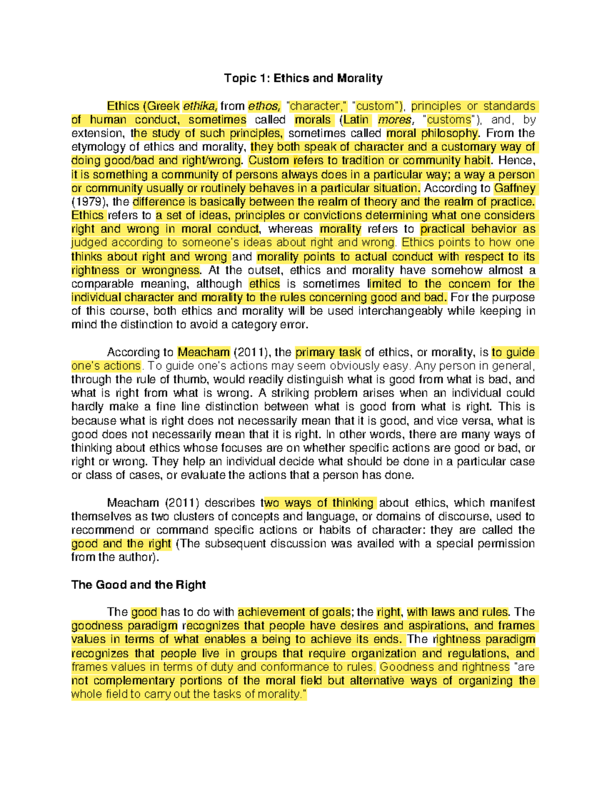 Module 1: Understanding Ethics and Morality Concepts - Studocu