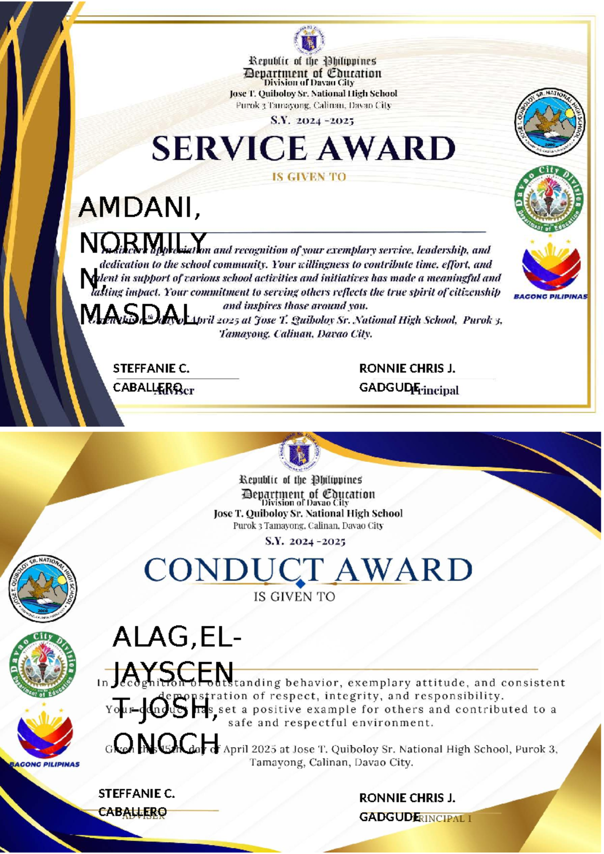 Service Conduct Award 3: Recognition of Student Contributions - Studocu