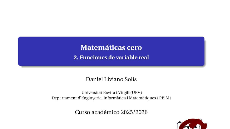Matemáticas Cero 2: Funciones de Variable Real - Contenidos y Ejemplos ...