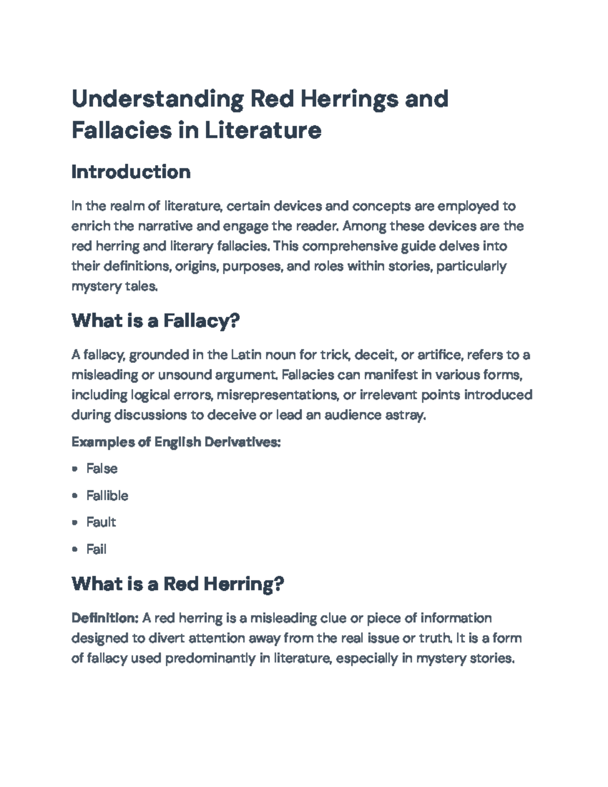 Understanding Red Herrings and Fallacies in Literature Guide - Understanding Red Herrings and ...