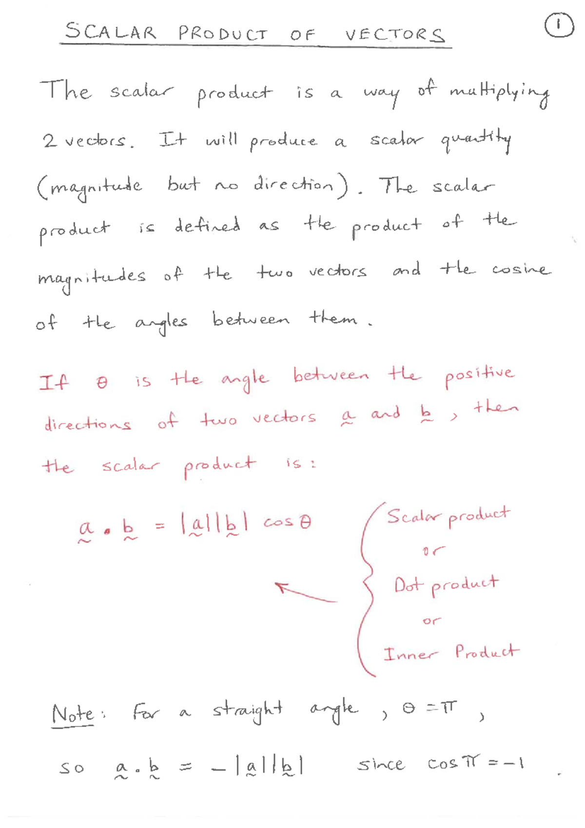 SCALAR PRODUCT OF VECTORS I: A Comprehensive Guide - Studocu