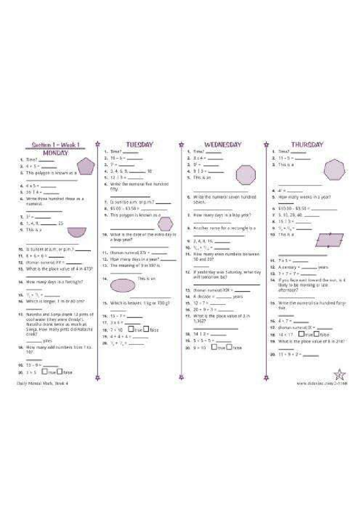 Daily Mental Math Grade 5: Weekly Practice Questions - Studocu