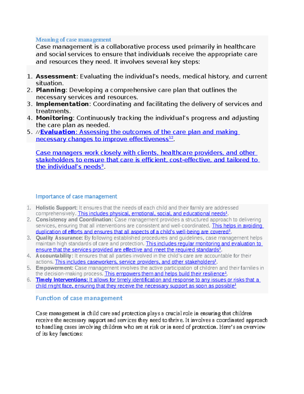 Case Management in Child Care & Protection: Level 6 Overview - Studocu