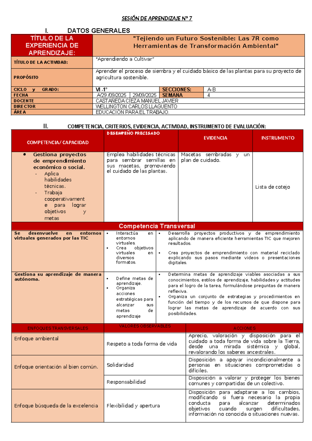 U6- Sesión 7 - Aprendizaje sobre Siembra y Cuidado de Plantas EPT1 ...