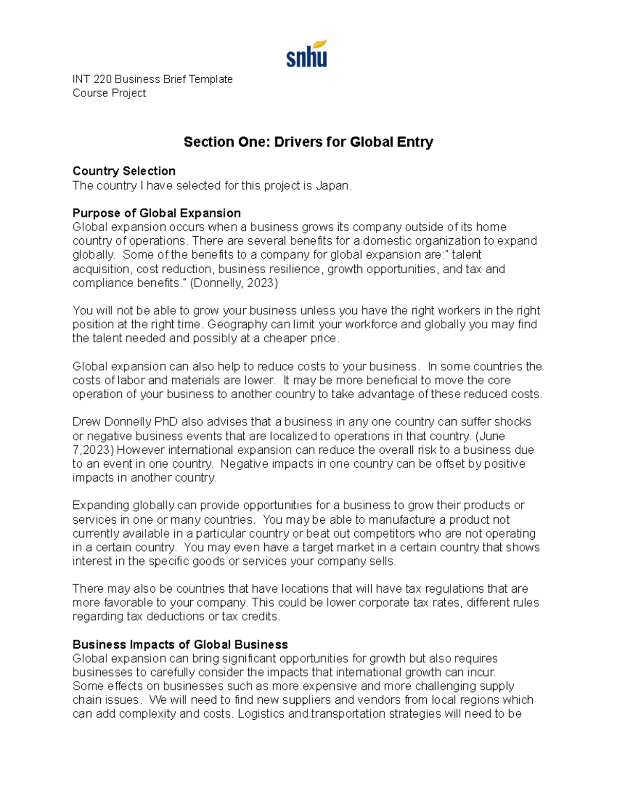 INT 220 Business Brief Template - INT 220 Business Brief Template ...