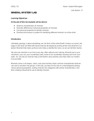 Rock lab 2 - Rocks Lab 2 – Rock Classification and Identification ...