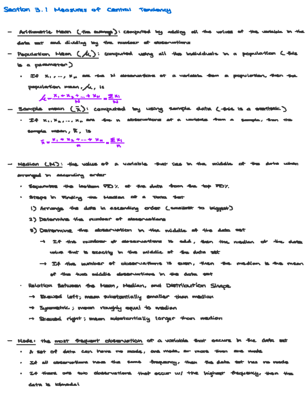 Chapter 3.1 Measures of Central Tendency - Section 3 Measures of ...