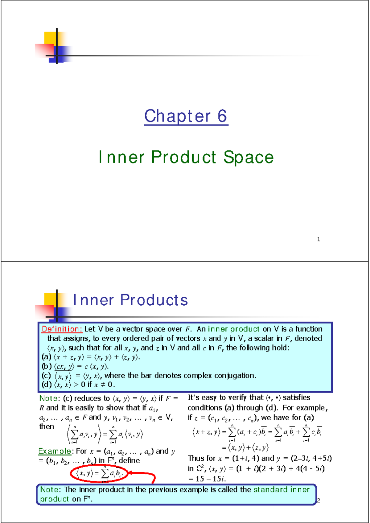 Chapter 6 - prof Feng Kai Ming - 1 Chapter 6 Inner Product Space Note ...