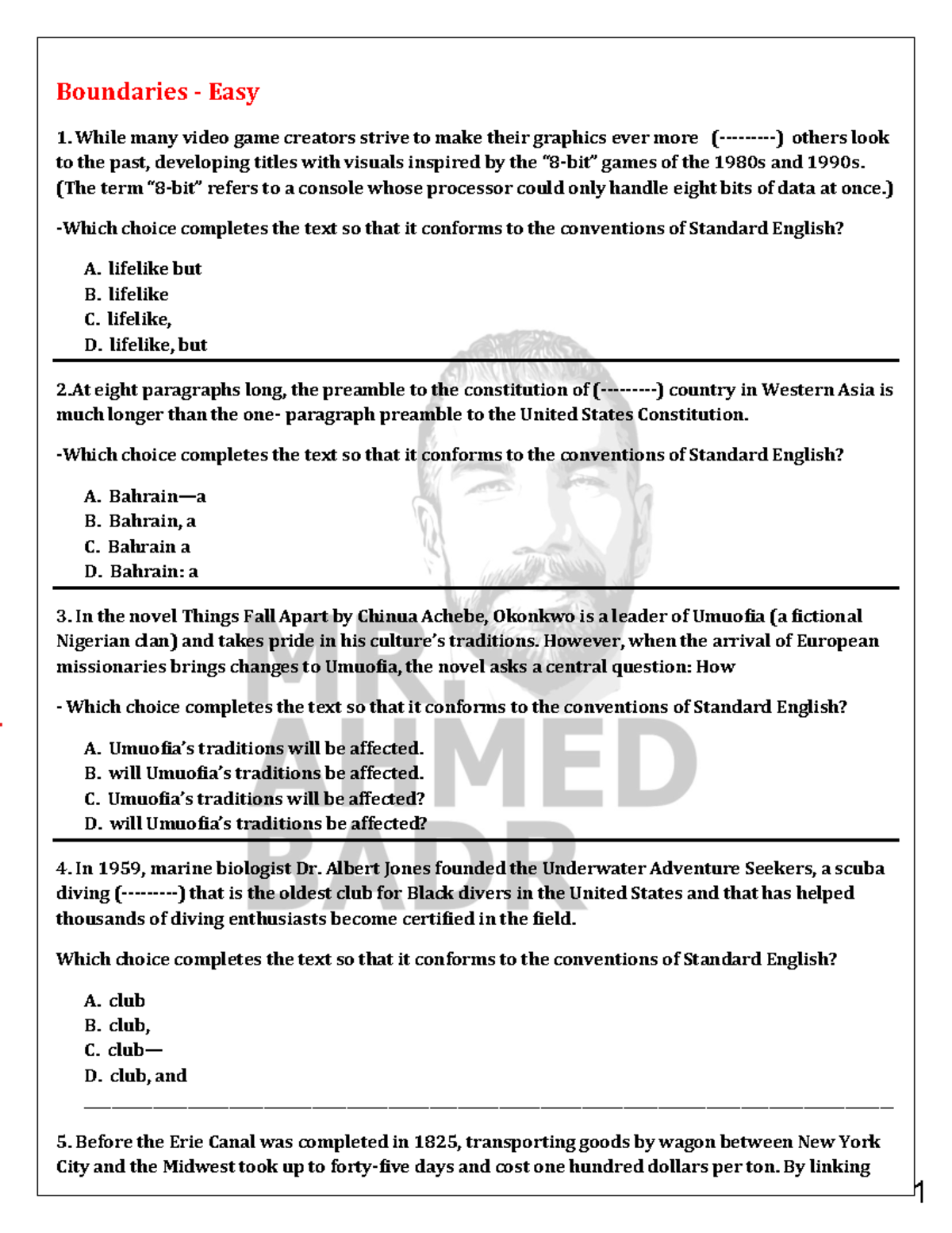 Boundaries SAT Practice Questions - All Levels - Studocu