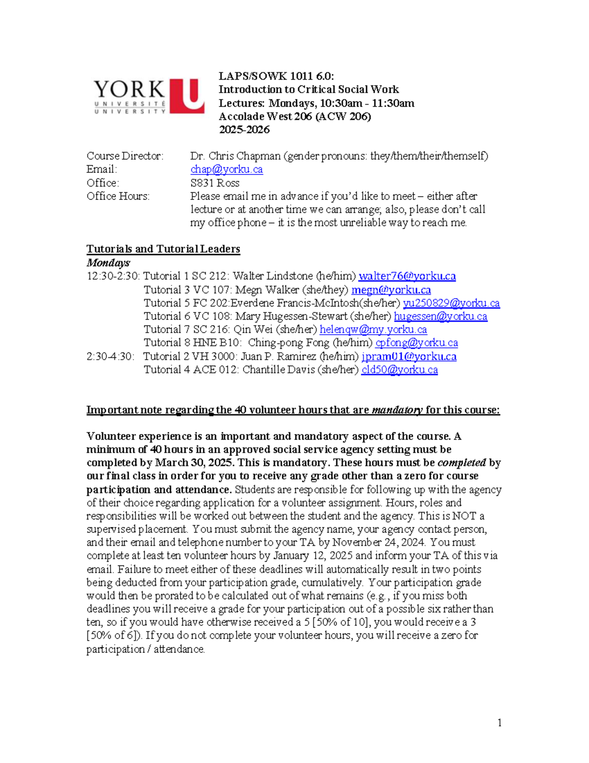 1011 6.0: Intro to Critical Social Work Course Outline 2025-26 - Studocu