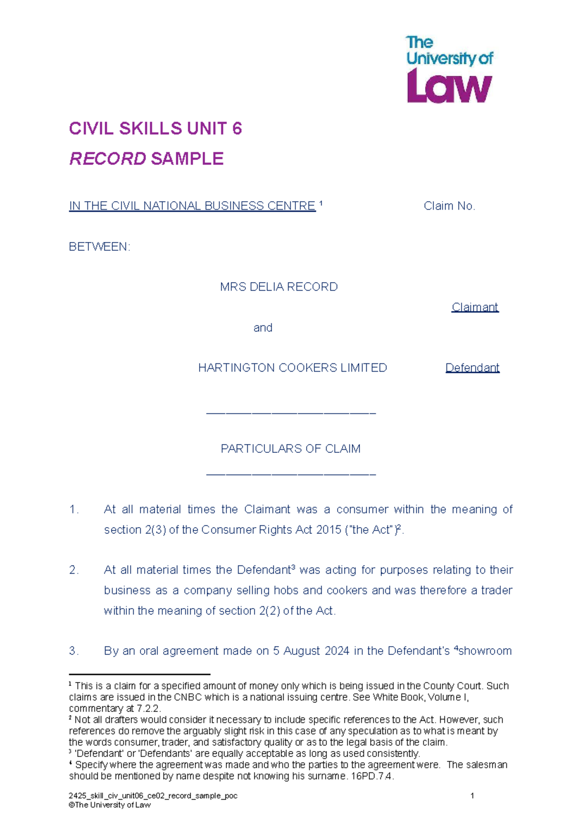 2425 skill civ unit06 ce02 record sample poc - CIVIL SKILLS UNIT 6 ...