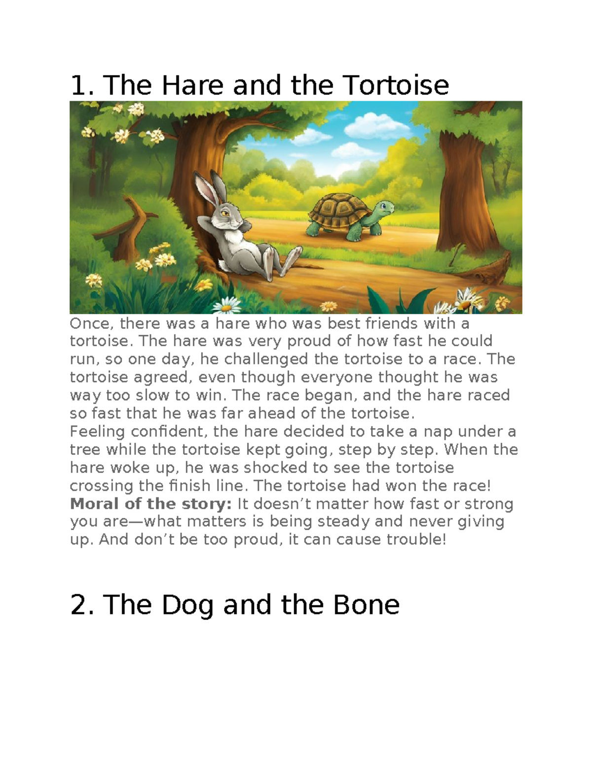 Short Story Analysis: The Hare and the Tortoise & The Dog and the Bone ...