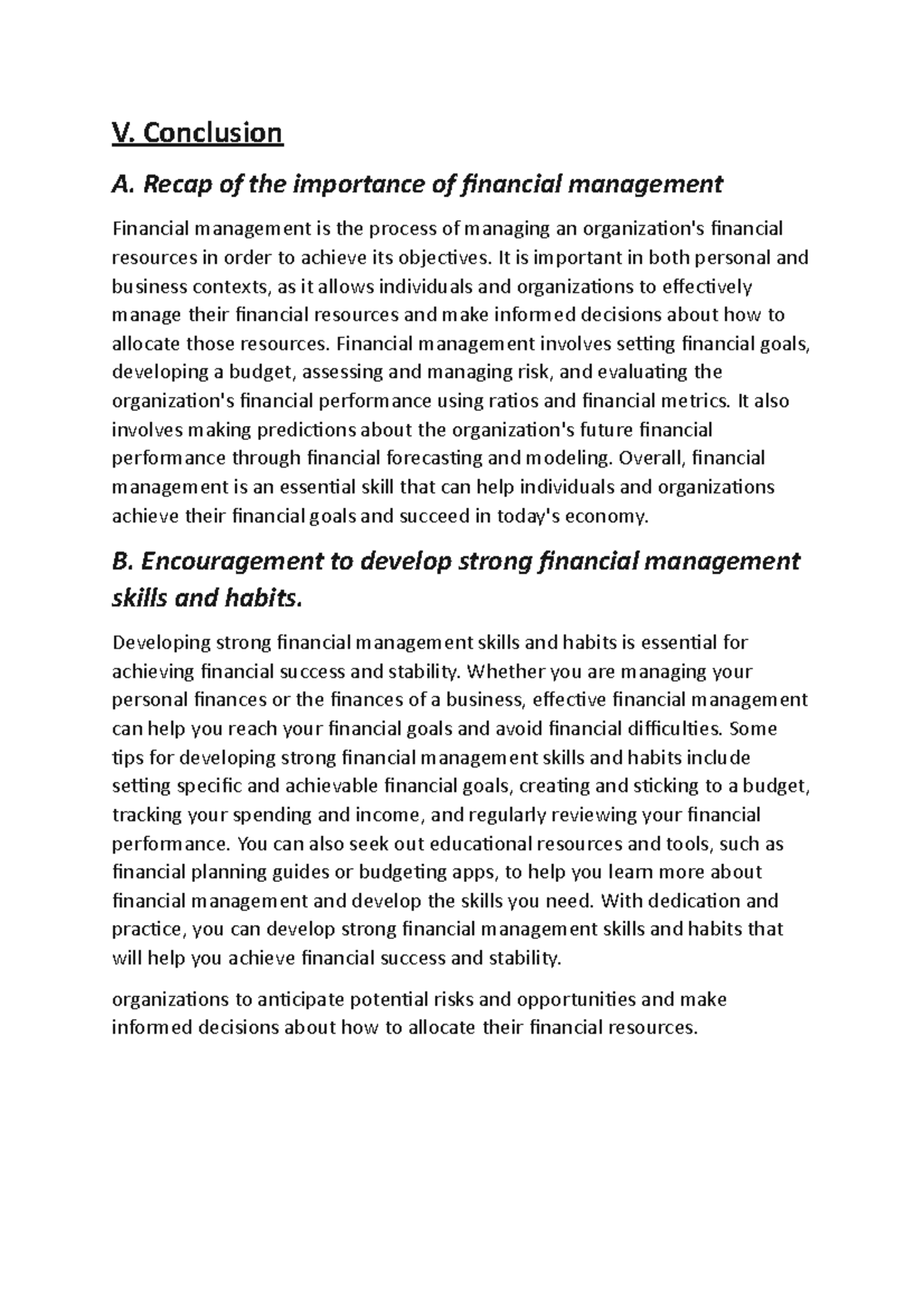 Conclusion to Financial Management (FIN 14) - Key Insights & Skills ...
