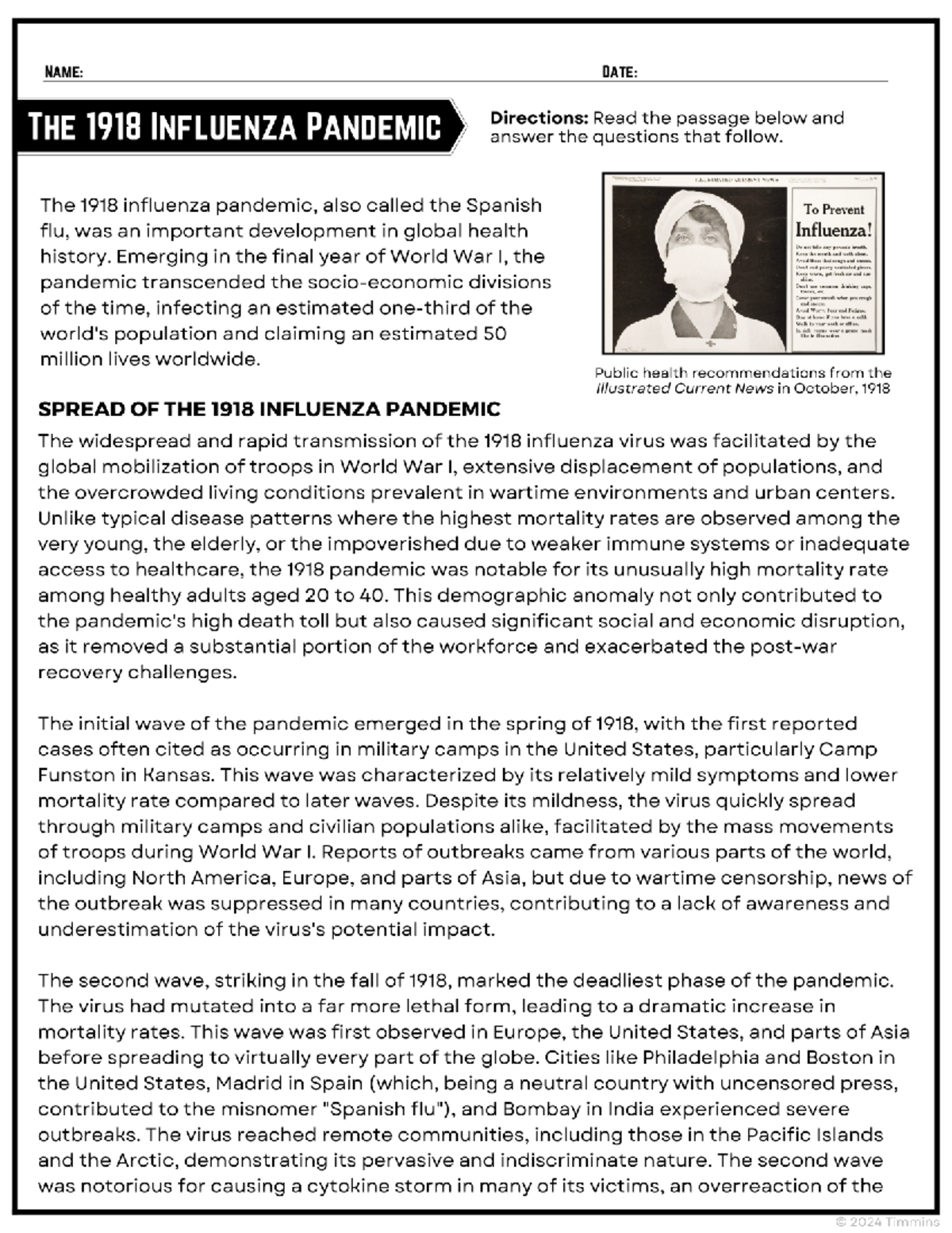 9 - Influenza Reading: The 1918 Pandemic's Global Impact and Lessons ...