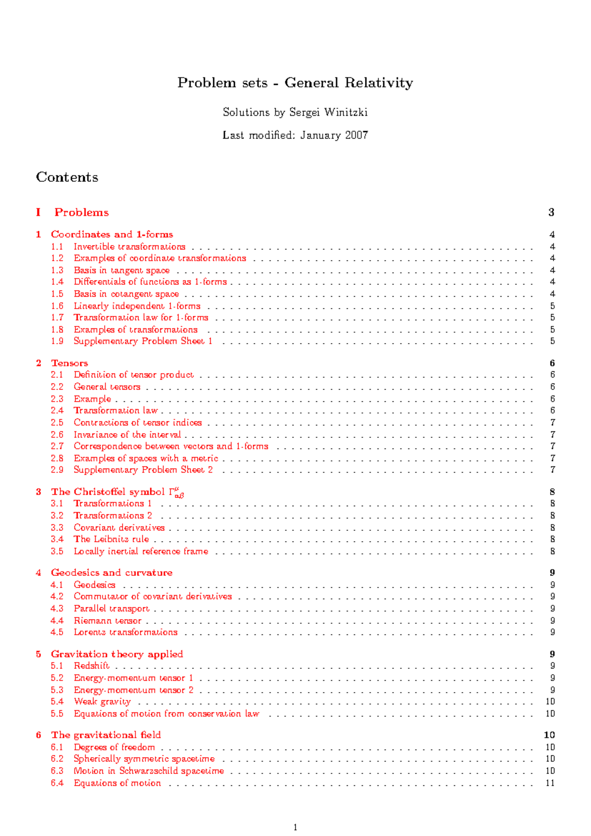 General Relativity Problem Sets Solutions (GR 101) - Studocu