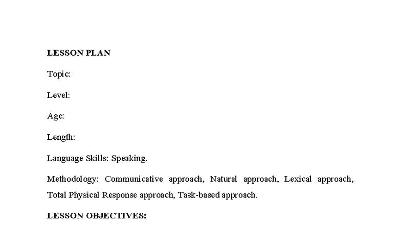 Lesson Plan: Speaking Skills Development Activities - Studocu