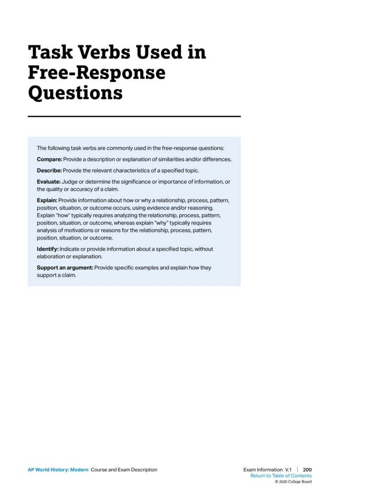 AP World History: Modern Exam Task Verbs and Skills Overview - Studocu