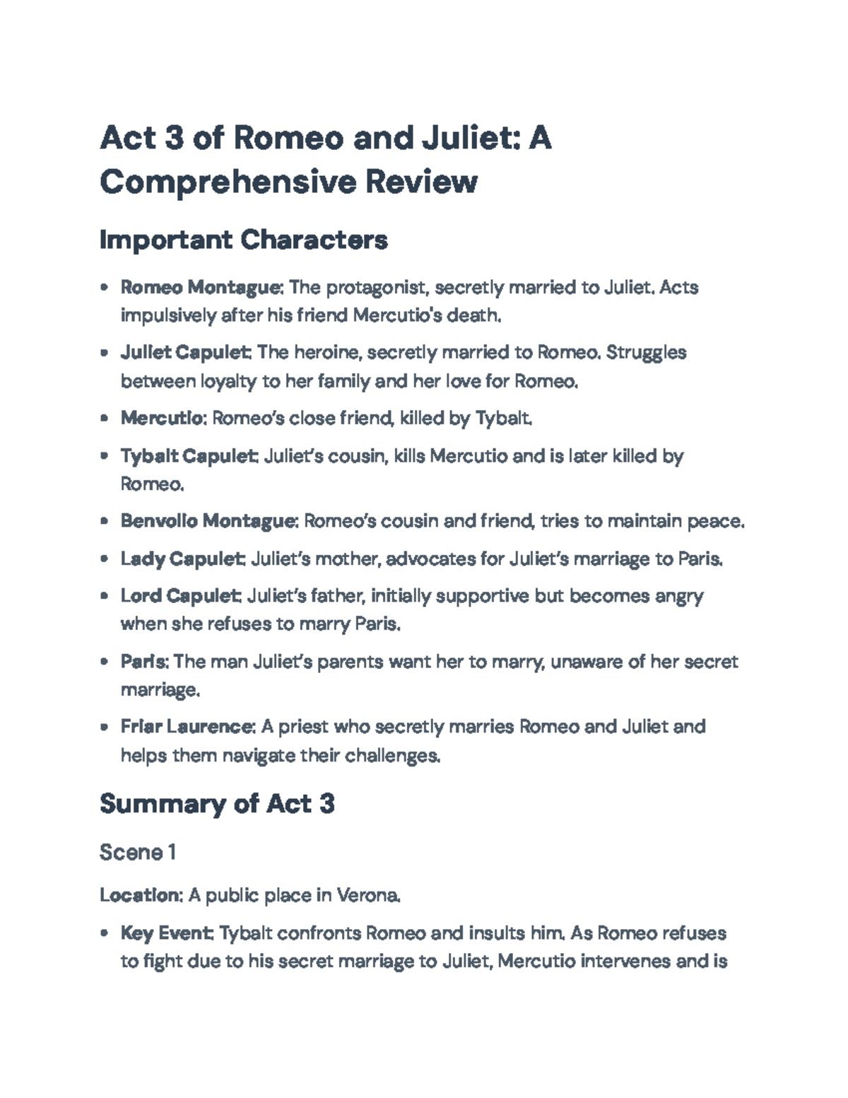Act 3 Summary & Analysis of Romeo and Juliet (ENG 101) - Act 3 of Romeo ...