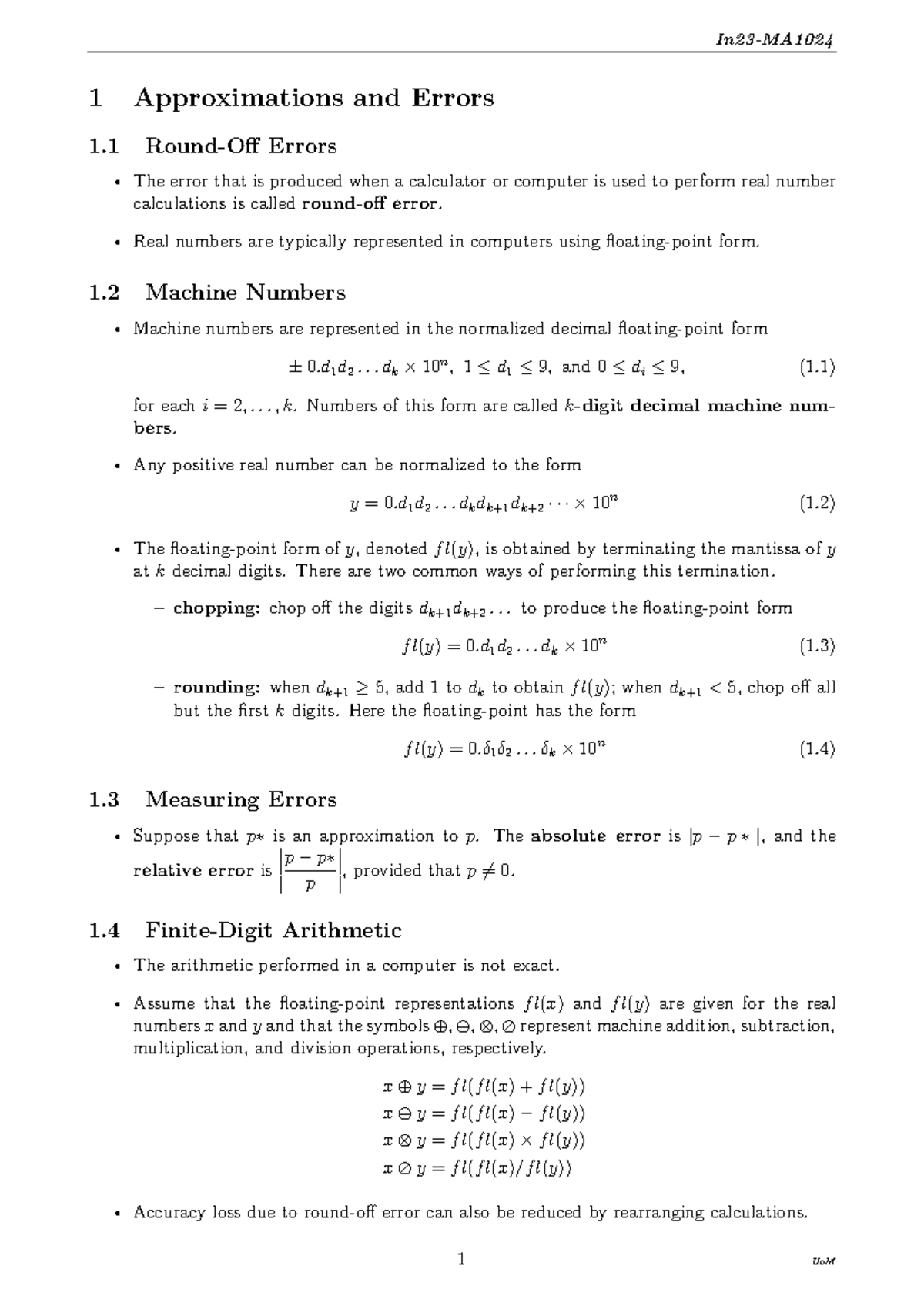 Error and Approximations: Understanding Errors in Numerical Methods UoM ...