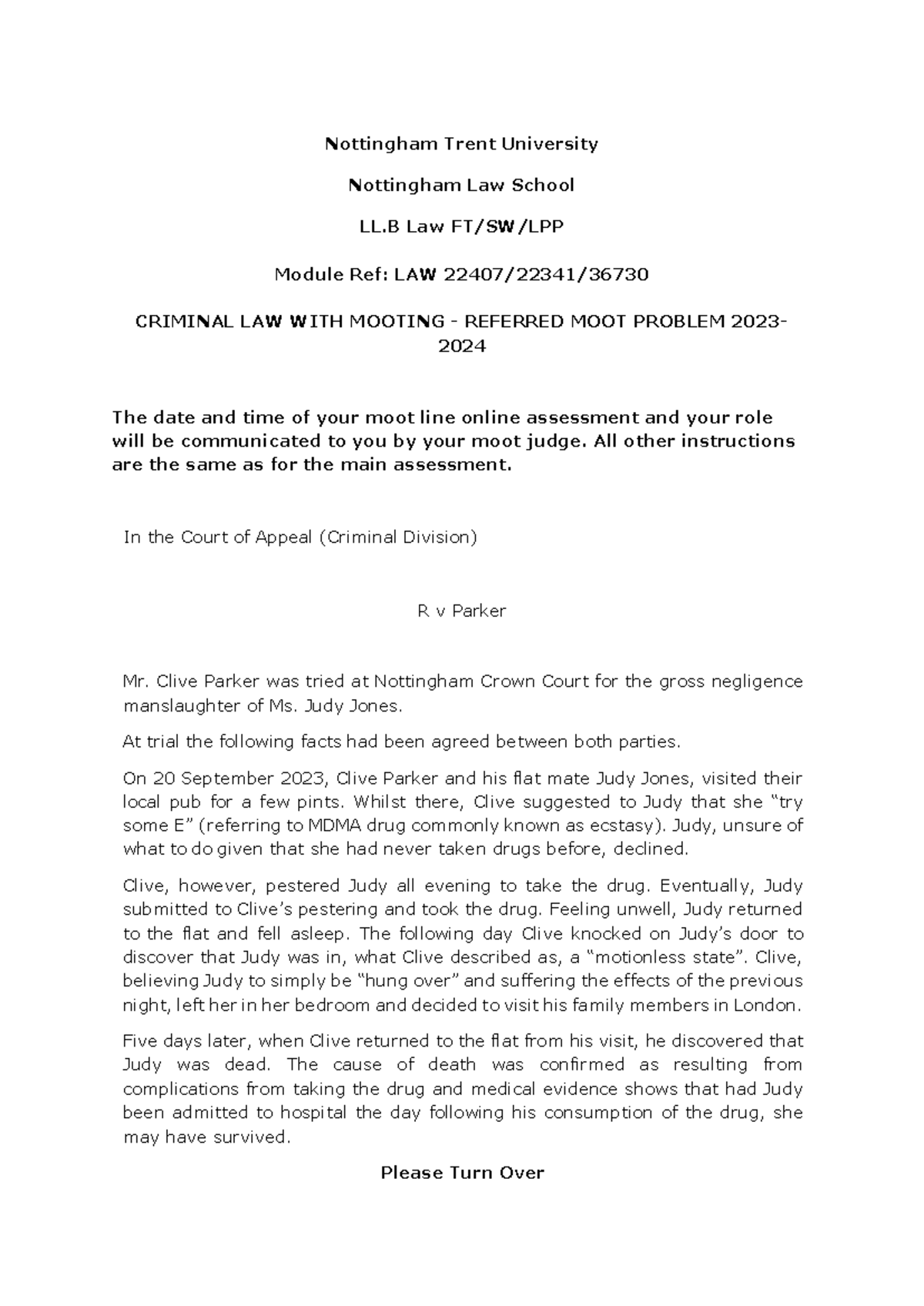 REFERRED MOOT PROBLEM 2023-24: CRIMINAL LAW MOOT 2324 - Studocu