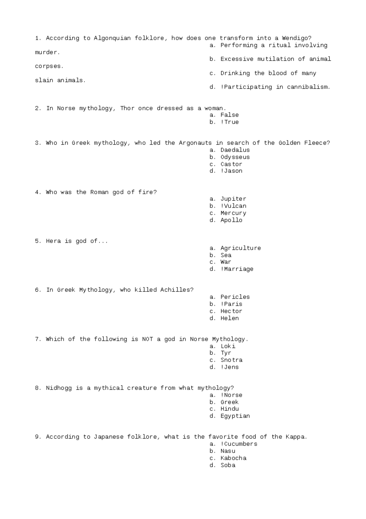 EE146 Week 2 Quiz: Myths & Folklore Questions and Answers - Studocu