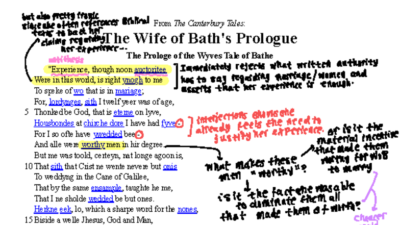 Wife of Bath's Prologue: Annotated Notes on Chaucer's Text - Studocu