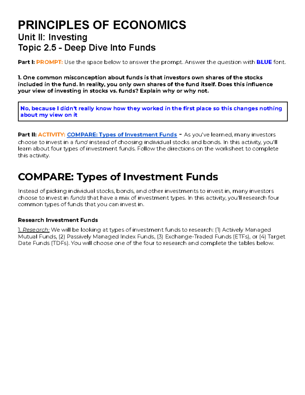 Principles of Economics: Unit II - Deep Dive into Investment Funds ...