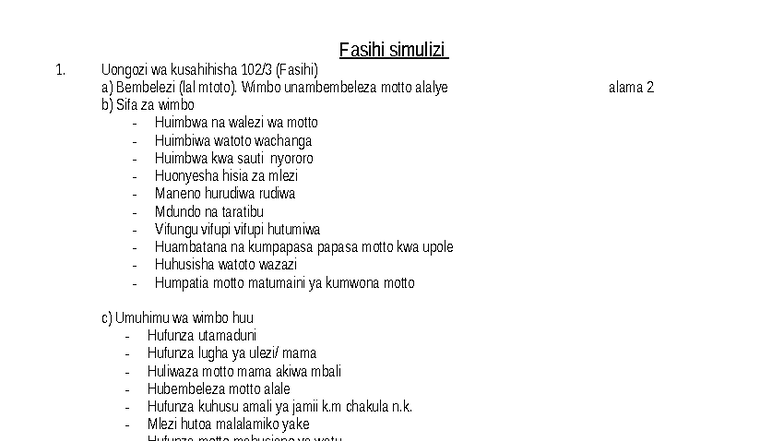 Fasihi Simulizi: Uongozi wa Kusahihisha na Mbinu za Hadithi - Studocu
