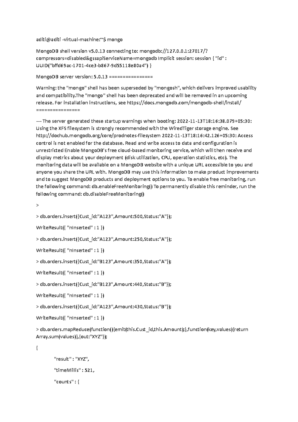 Dbms11: MongoDB MapReduce Operations and Commands Guide - Studocu