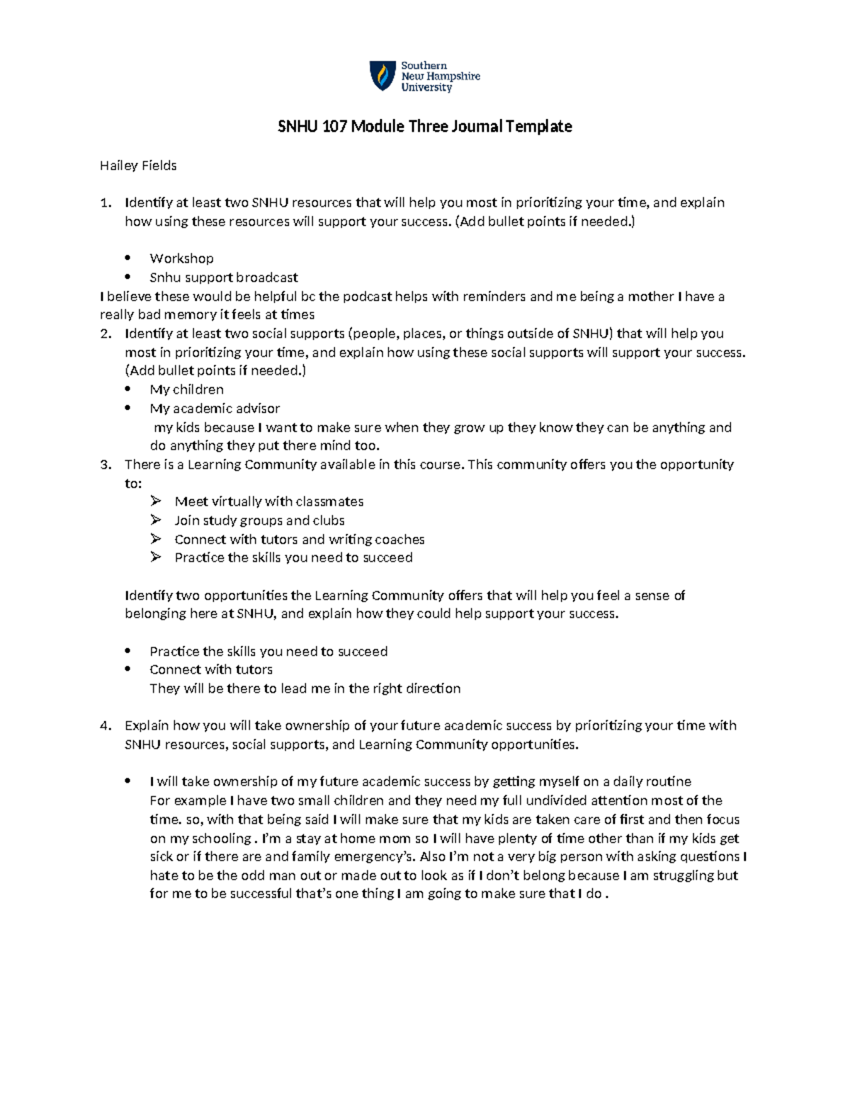 SNHU 107 Module Three Journal Template - SNHU 107 Module Three Journal ...