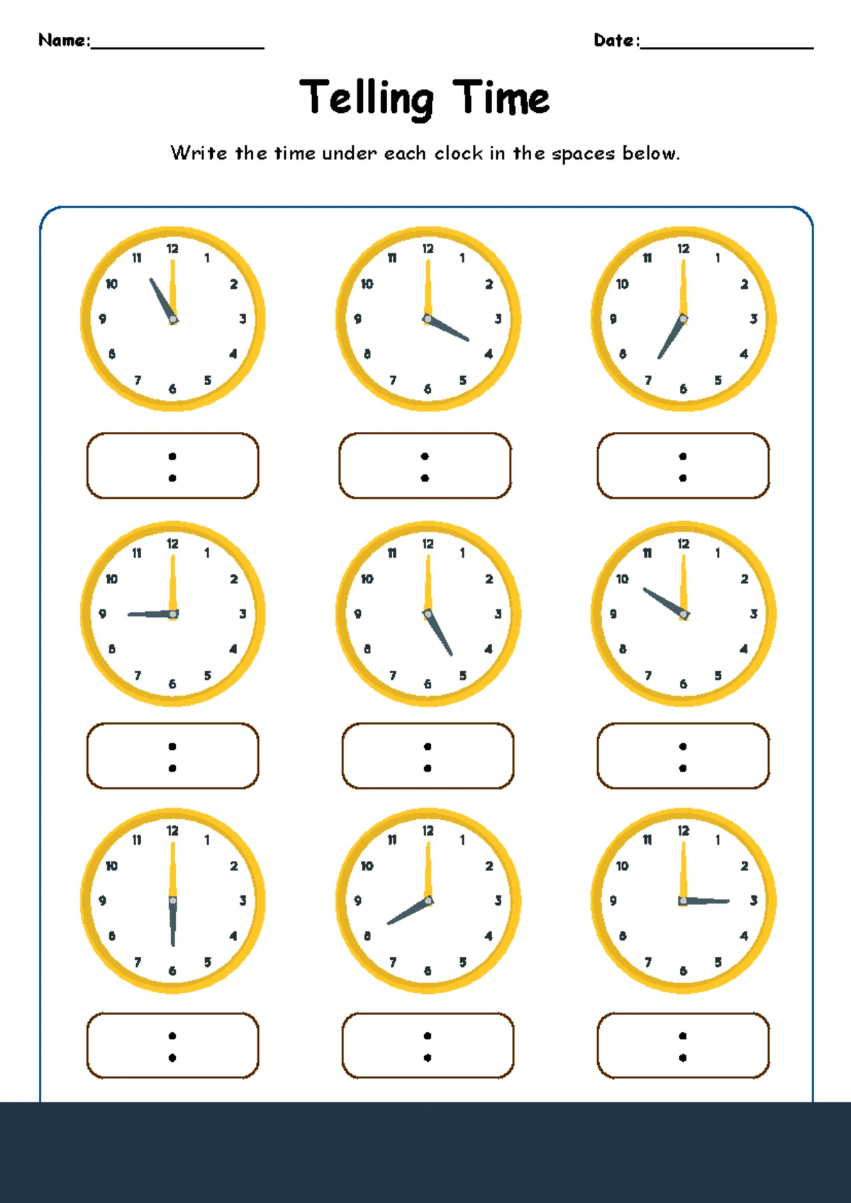 Matching Digital and Analog Clocks - 1st Grade Worksheet - Name: Look ...