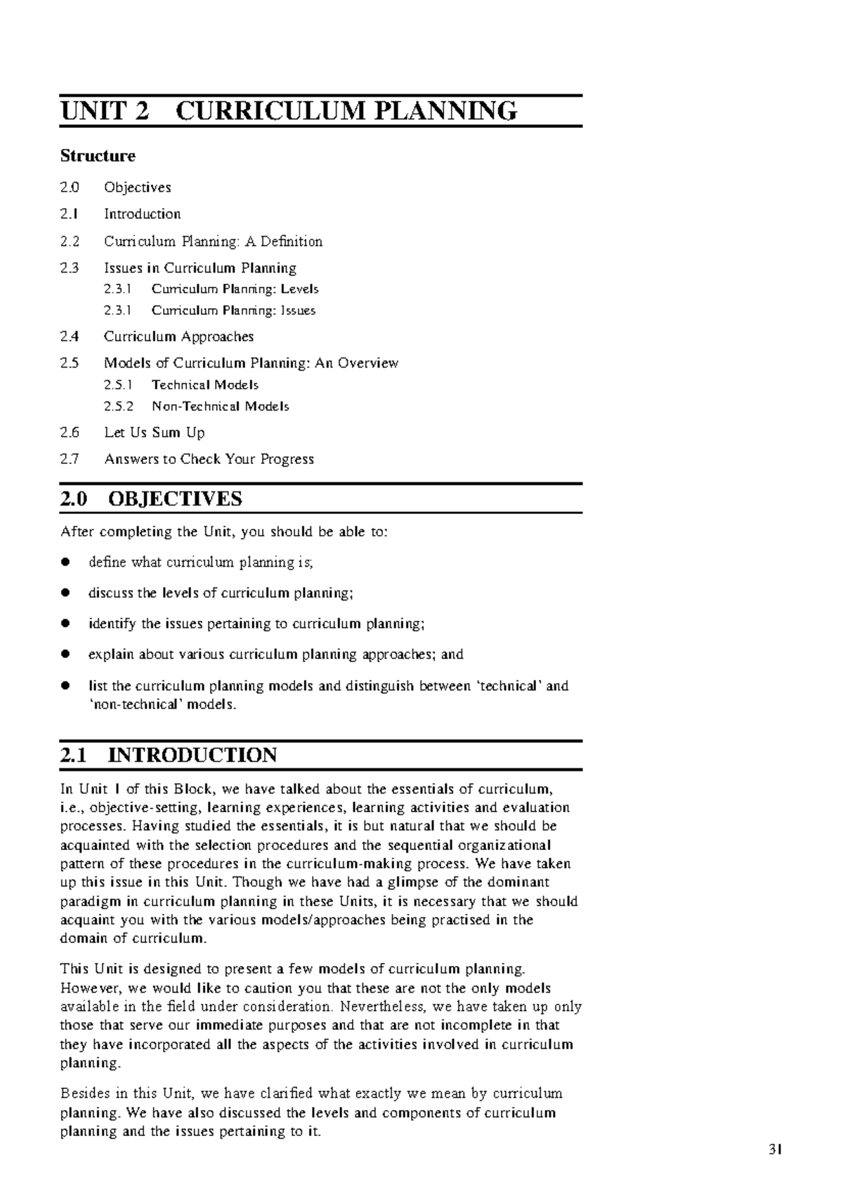 Curplanning Unit-2 - The School Curriculum - UNIT 2 CURRICULUM PLANNING ...
