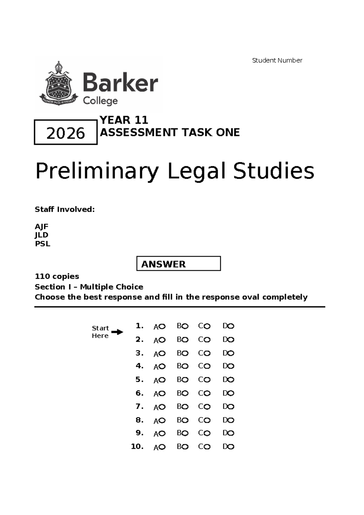 YR 11 LS AT1 2026: Preliminary Legal Studies Assessment Task 1 - Studocu