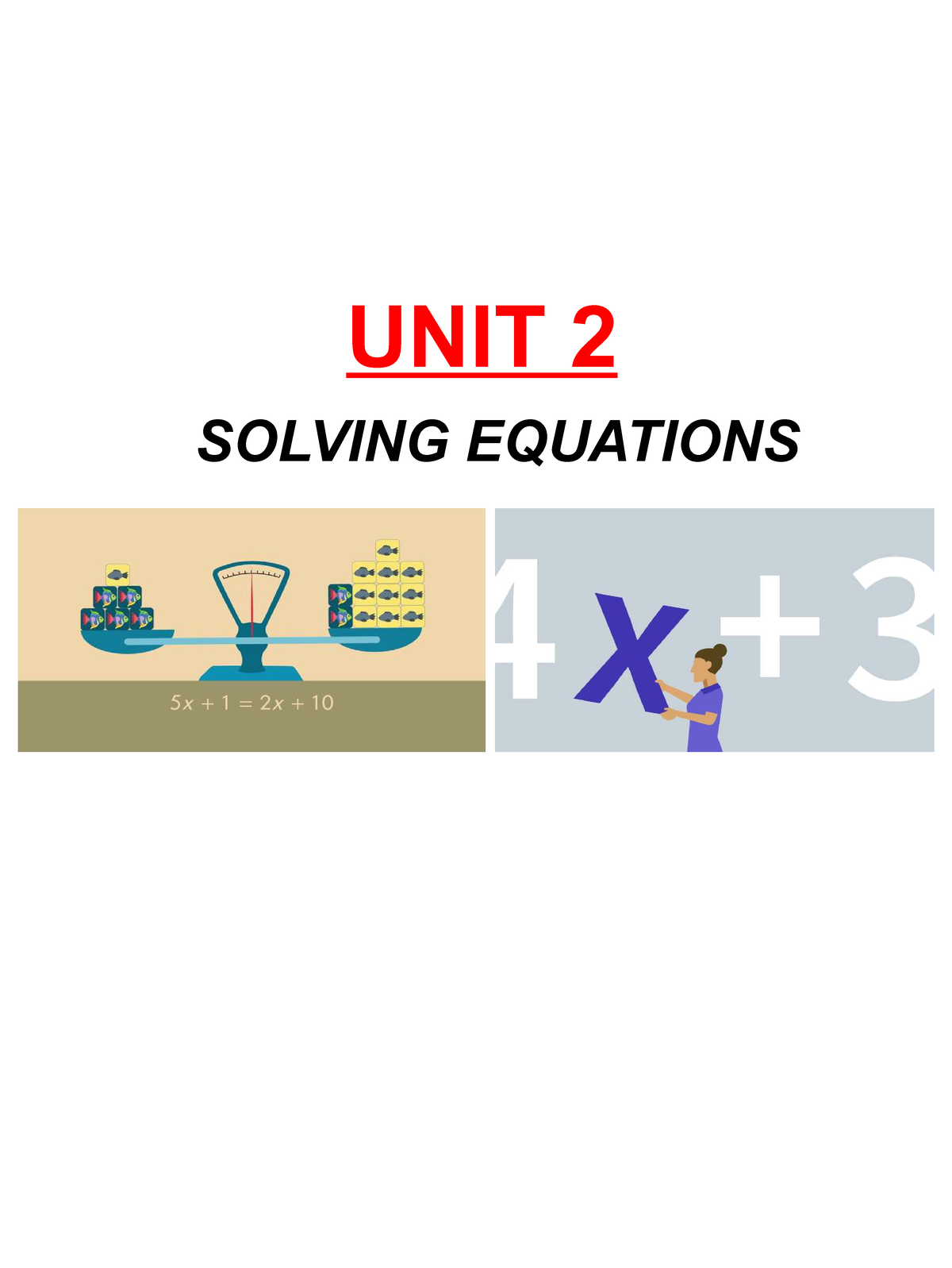 Unit 2 Lesson 1.6: Solving Equations Practice and Homework WS - SOLVING EQUATIONS UNIT 2 Opener ...