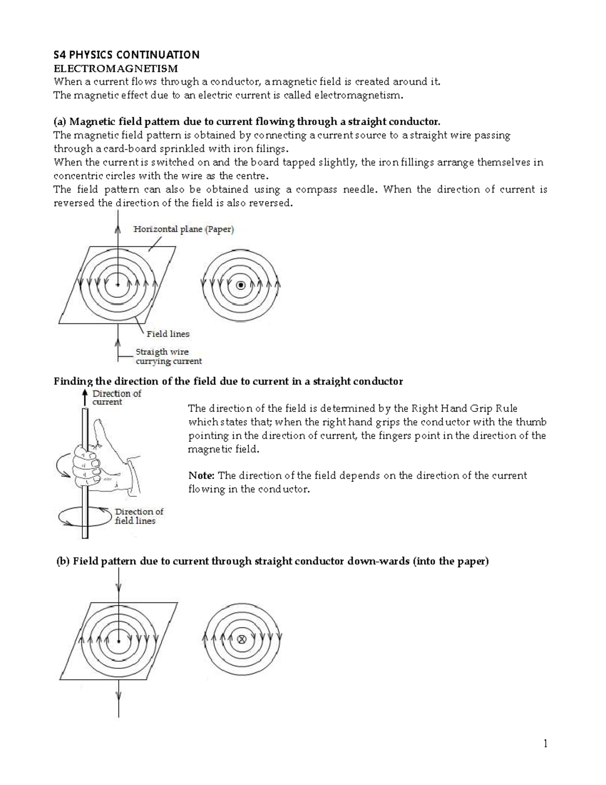 Electromagnetism S4 Physics Notes: Concepts and Applications - Studocu