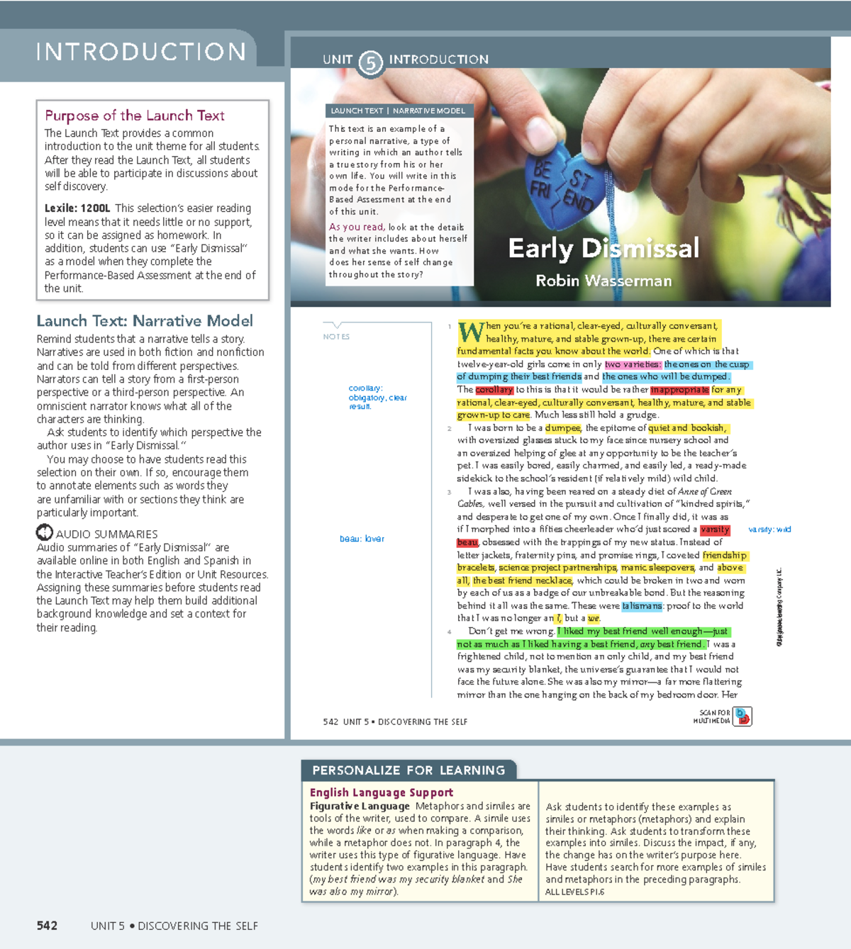 Unit 5 Launch Text: Discovering the Self - Narrative Model Analysis ...