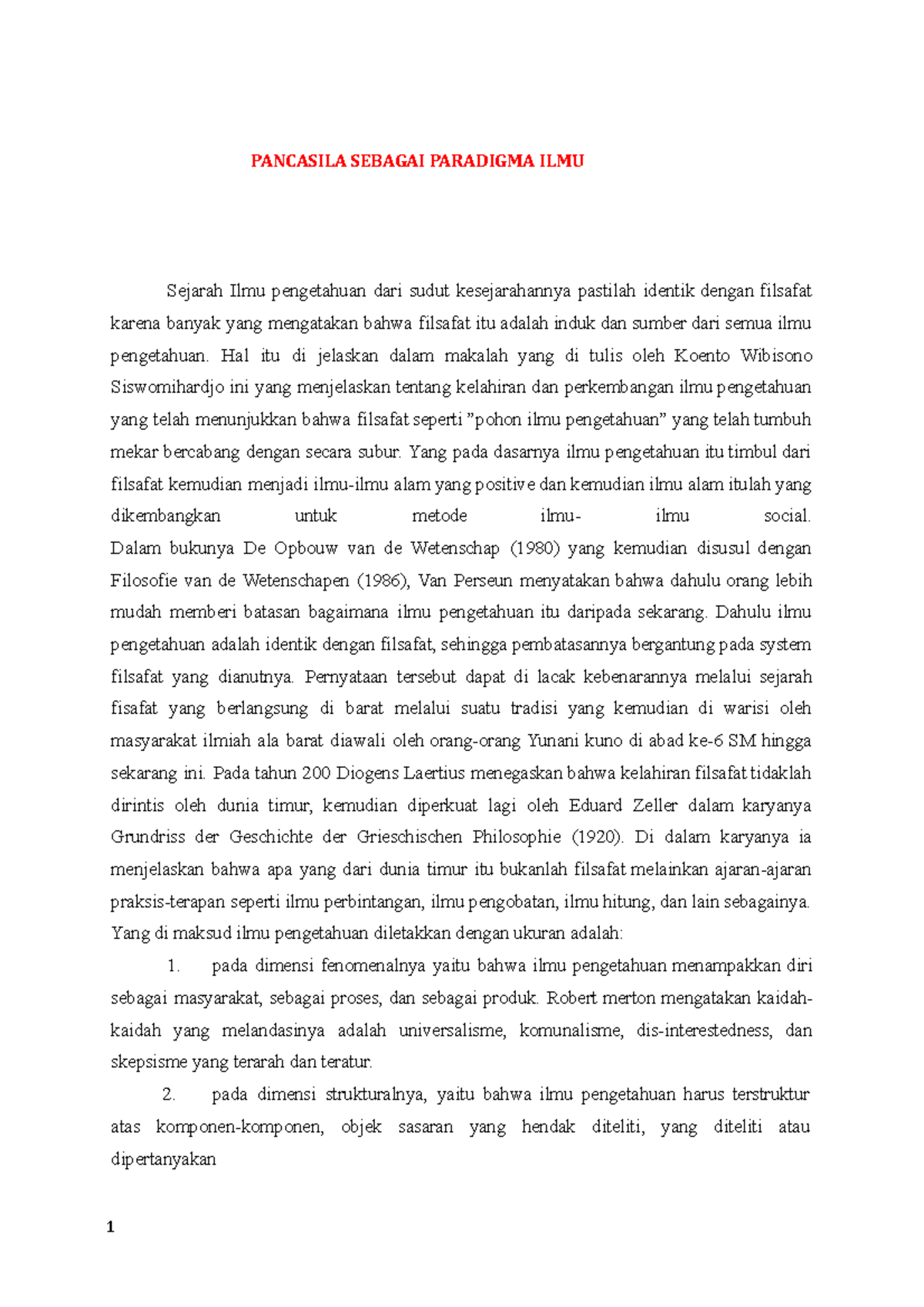 Pancasila sebagai Dasar Pengembangan Ilmu: Sebuah Paradigma Baru - Studocu
