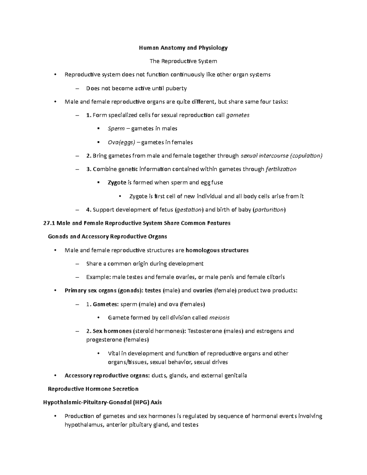 The Reproductive System: Overview of Structure and Function in Anatomy - Studocu