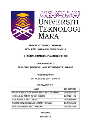 Personal Financial Planning - FIN533 - UiTM - Studocu