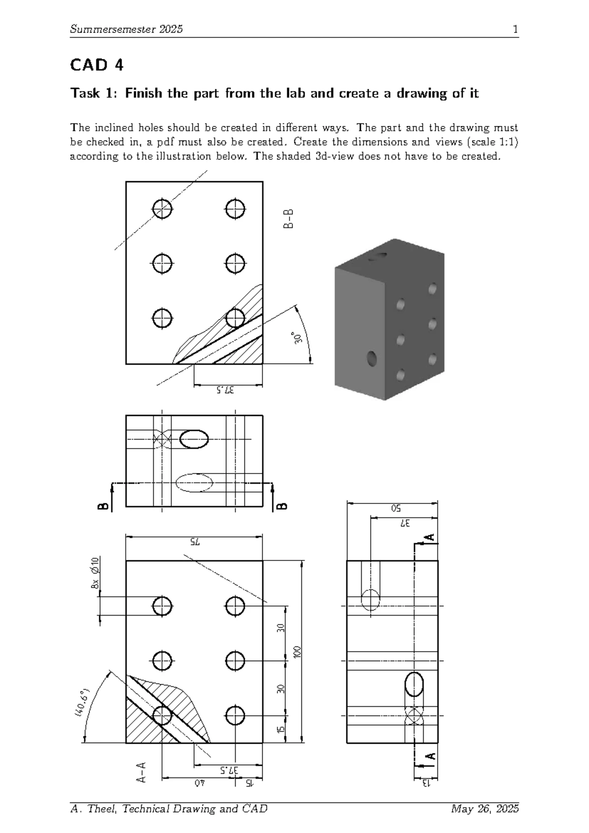 Summersemester 2025 1 CAD 3: Technical Drawing Tasks for Mechanical ...