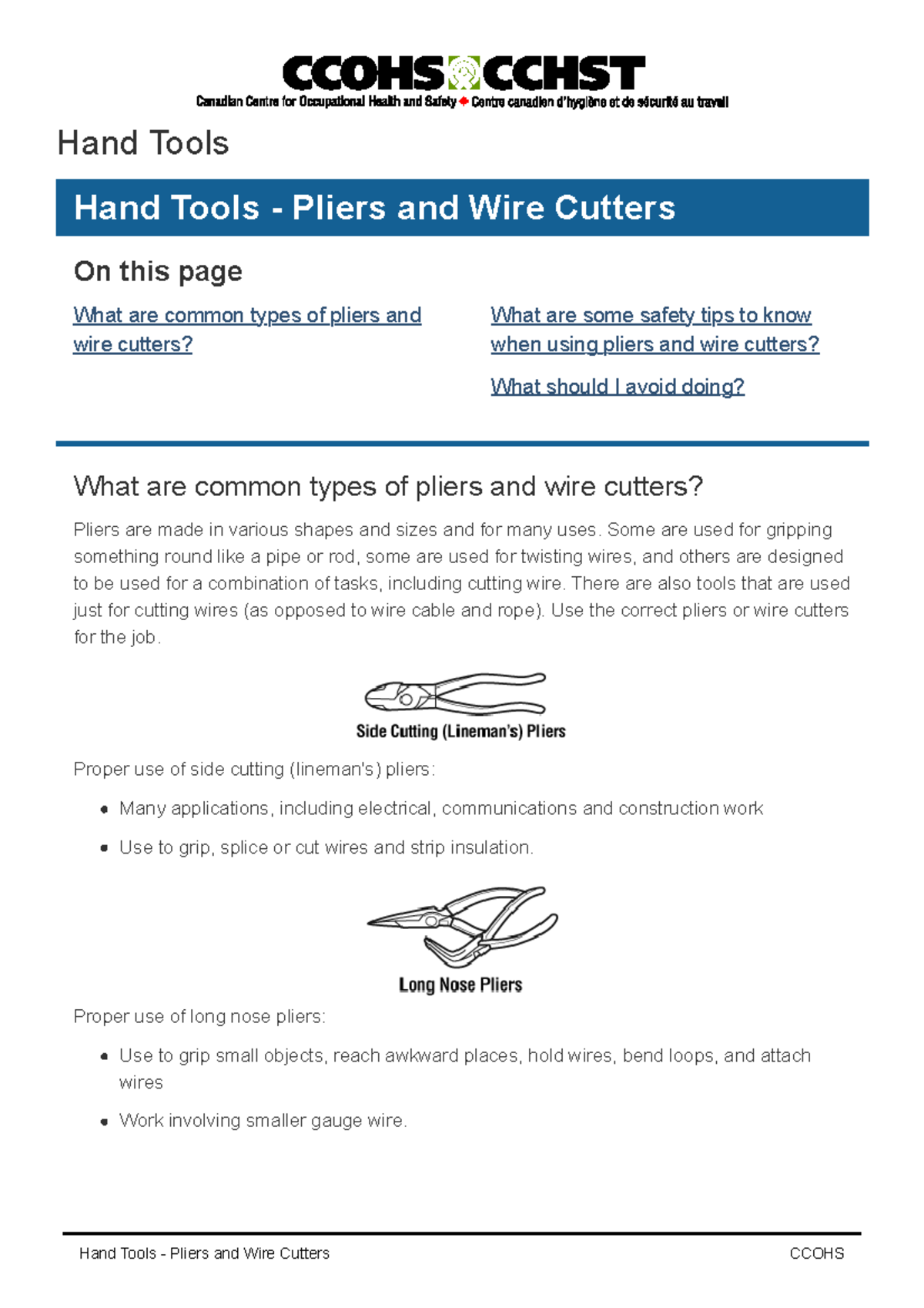 Pliers and Wire Cutters Safety Tips - 290 Quiz Notes - Studocu