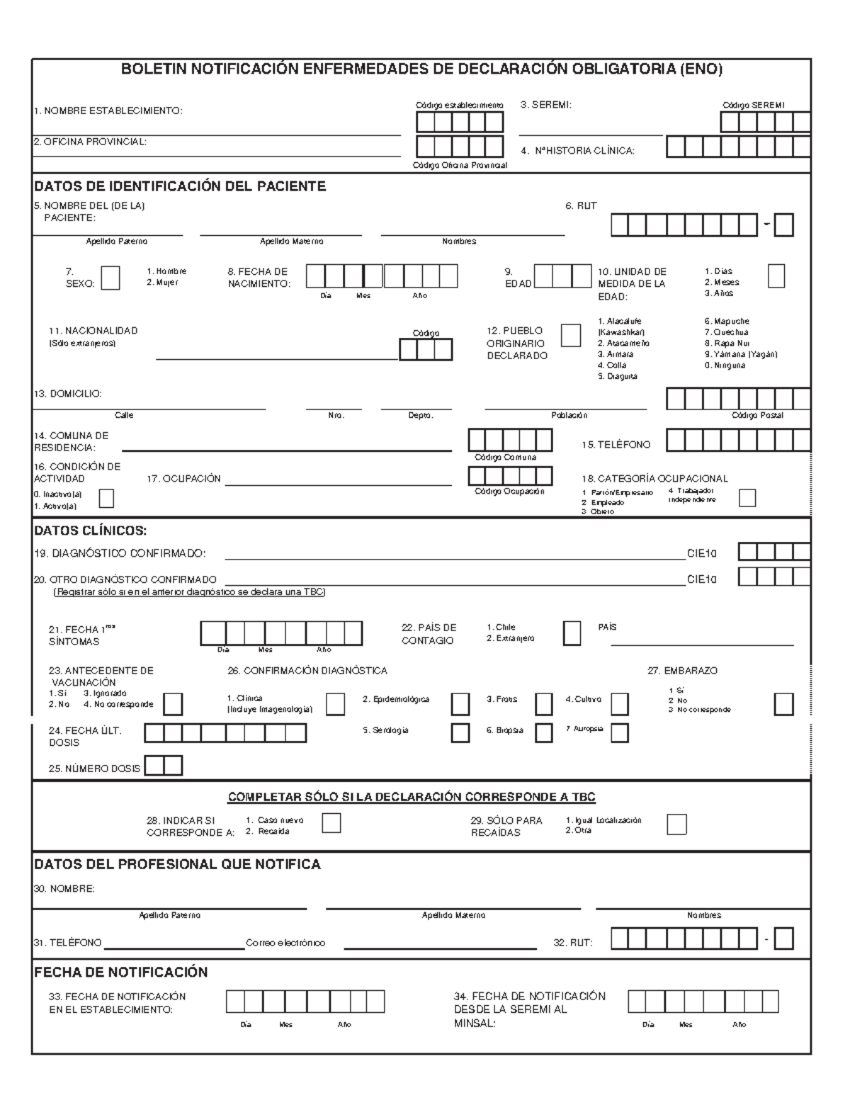 Boletín ENO: Formulario de Notificación de Enfermedades Obligatorias ...