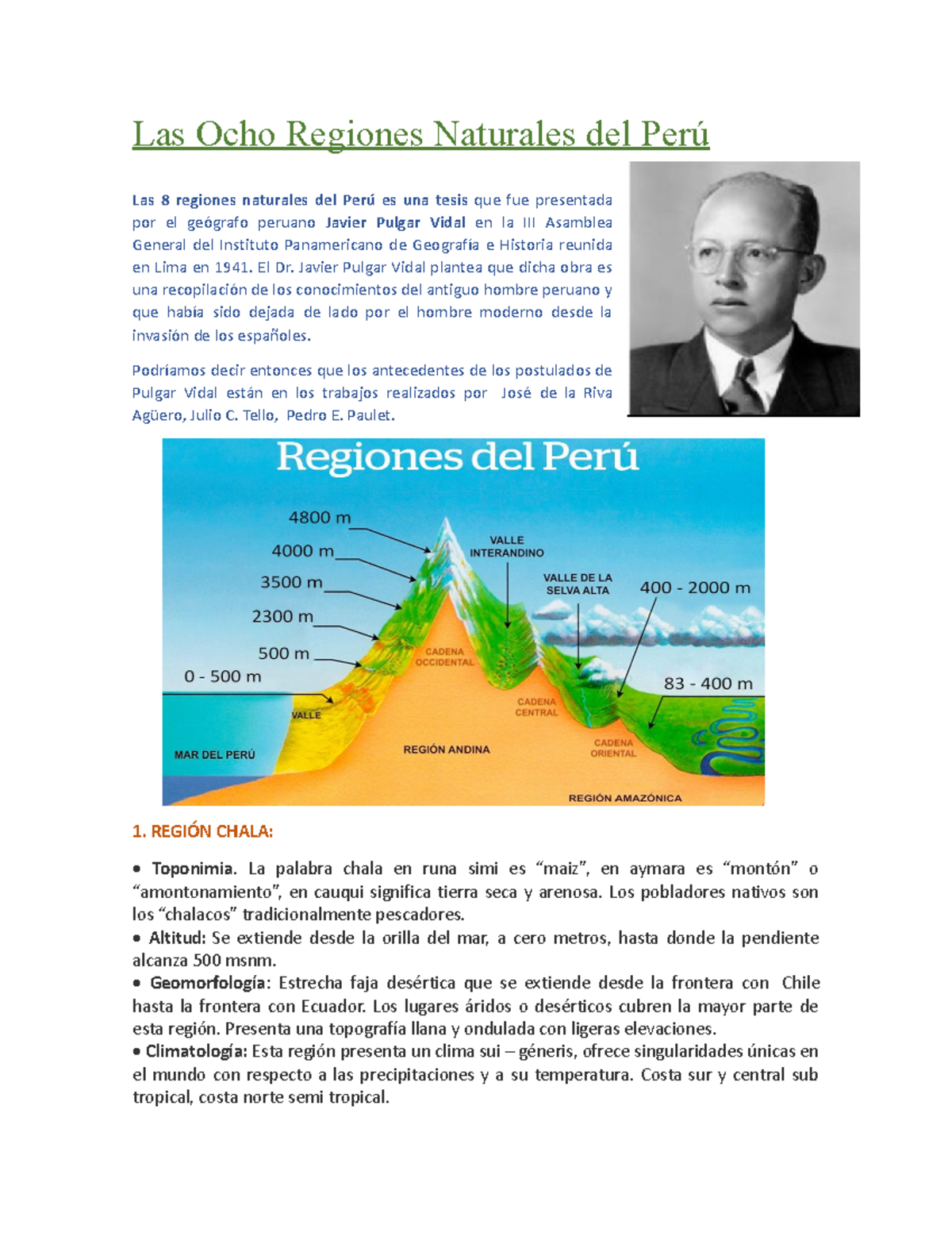 Estudio sobre las Ocho Regiones Naturales del Perú - Studocu