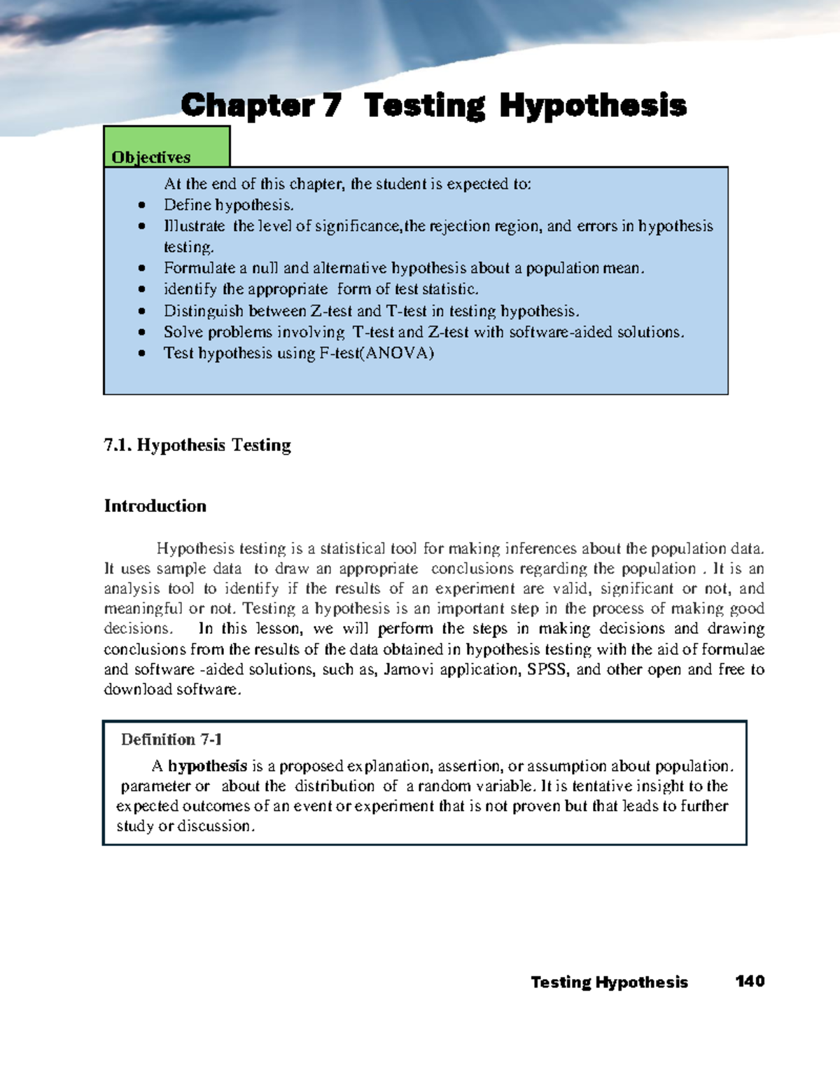 Chapter 7: Hypothesis Testing in Psych Stats (7.-CH.7) - Studocu